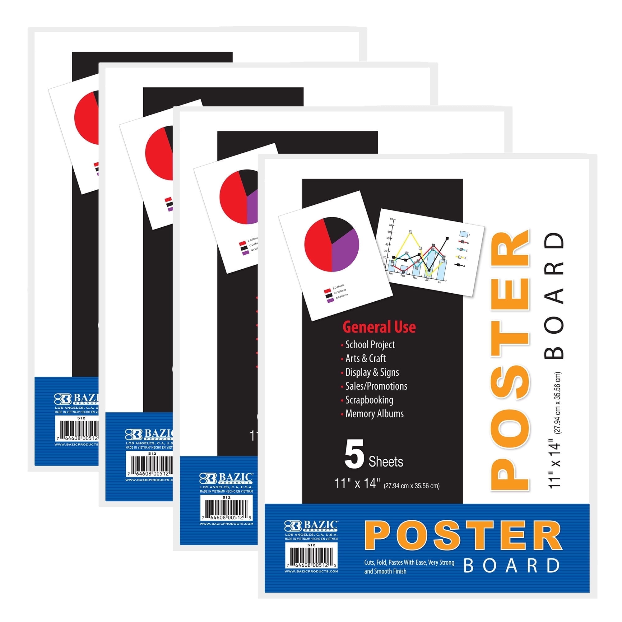 BAZIC White Poster Board 11" X 14", For School Craft, (5/Pack), 4-Packs ...