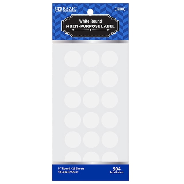 BAZIC White Round Label 3/4" Labels for File Folder (504/Pack), 1-Pack ...