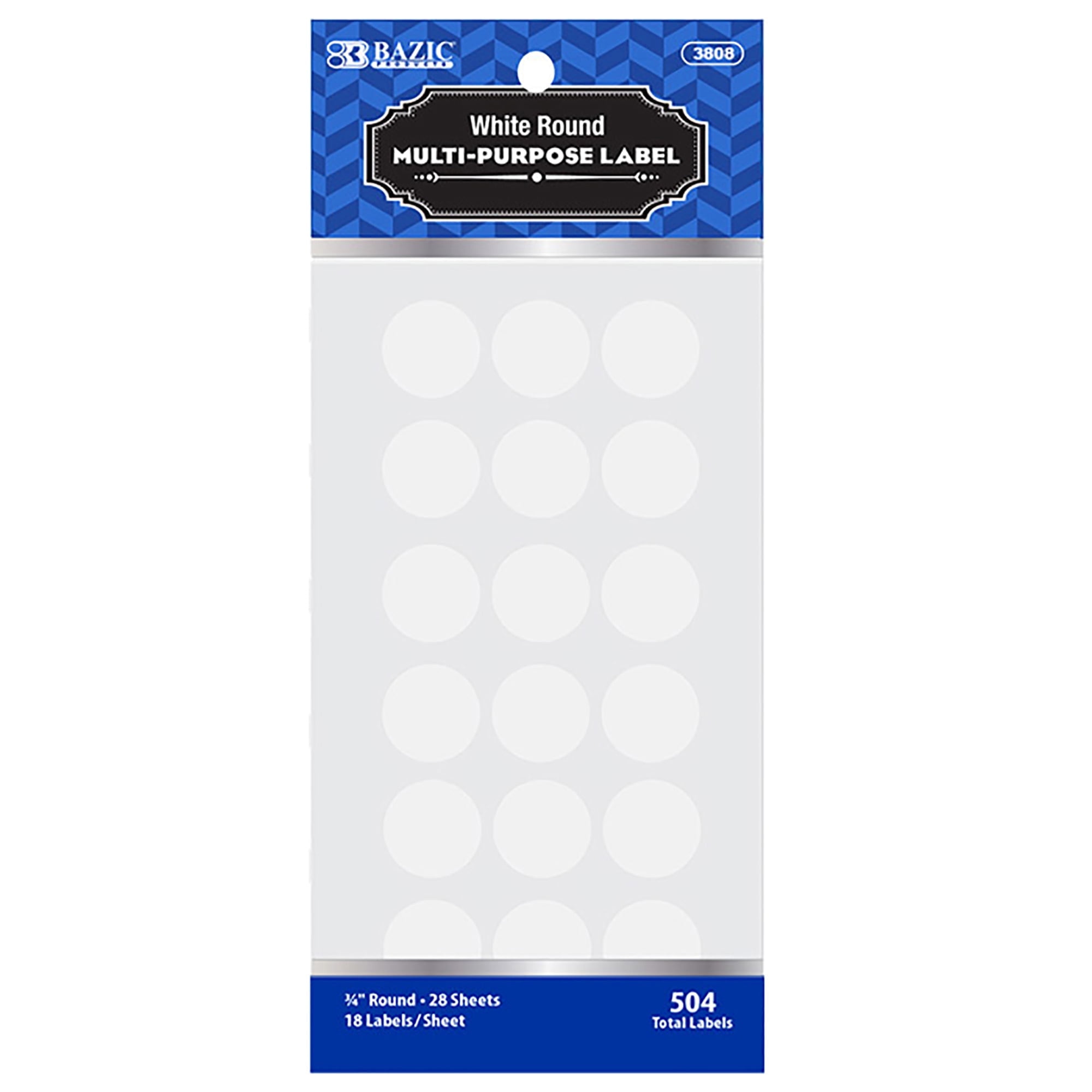 BAZIC White Round Label 3/4" Labels for File Folder (504/Pack), 24 ...