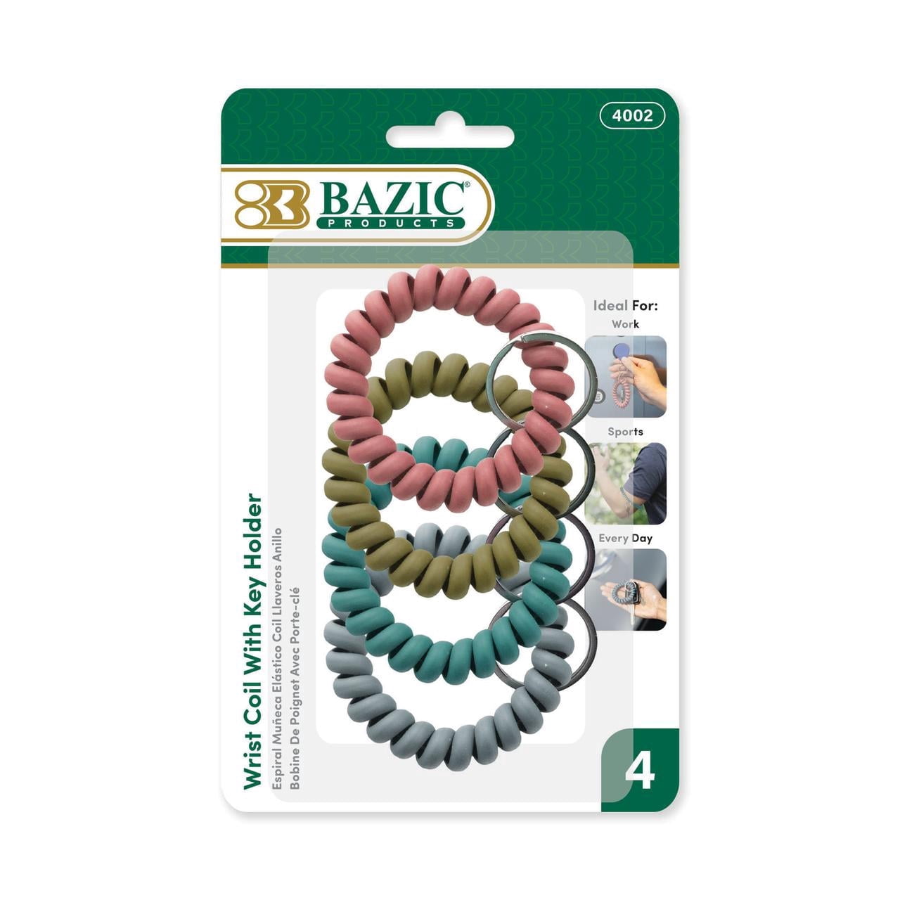 BAZIC Wrist Coil Key Chain Holder, Stretchy Key Bracelet, Assorted ...