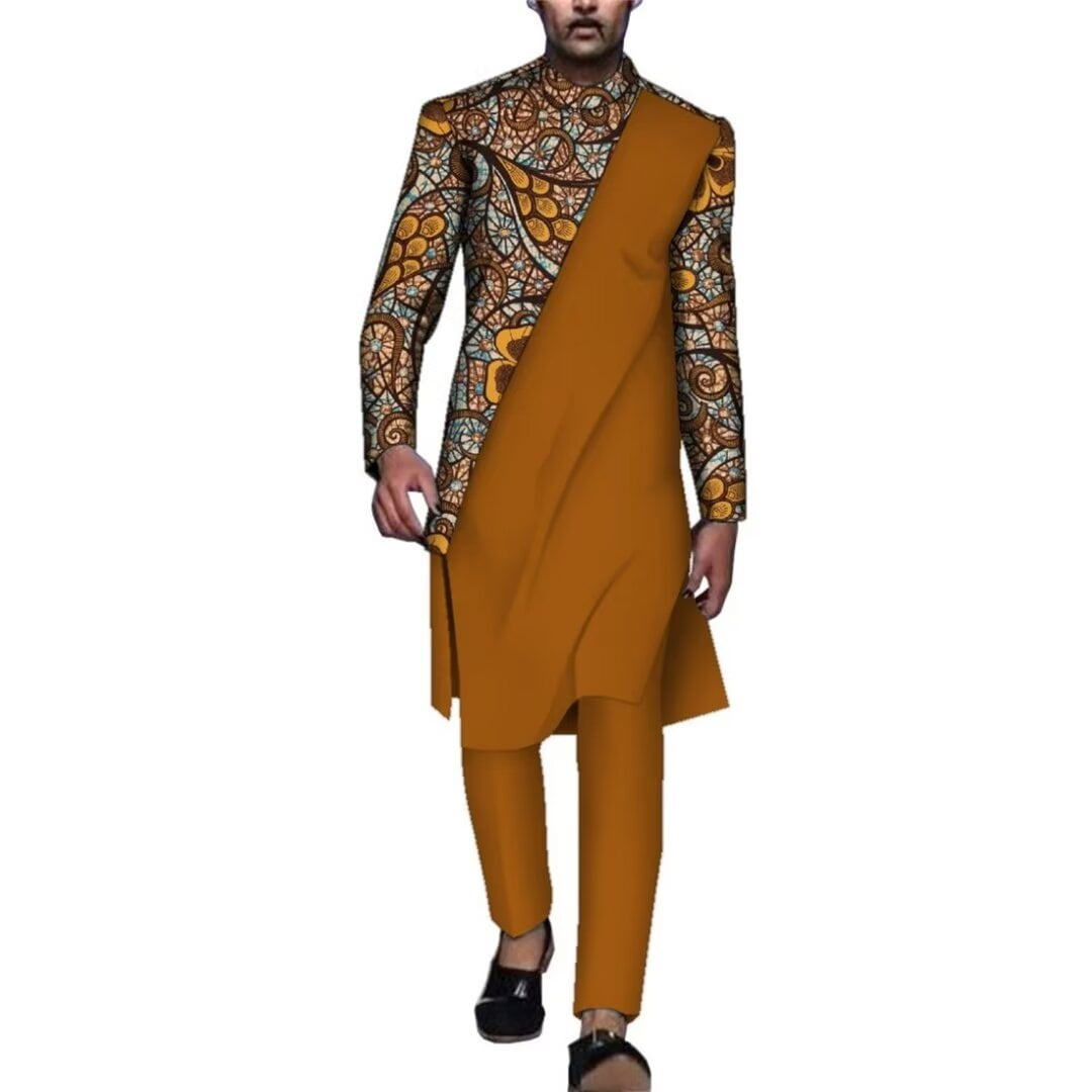 BAZINRICHE 2 pcs African Men Outfits Set Long Sleeve Dashiki Shirt and ...