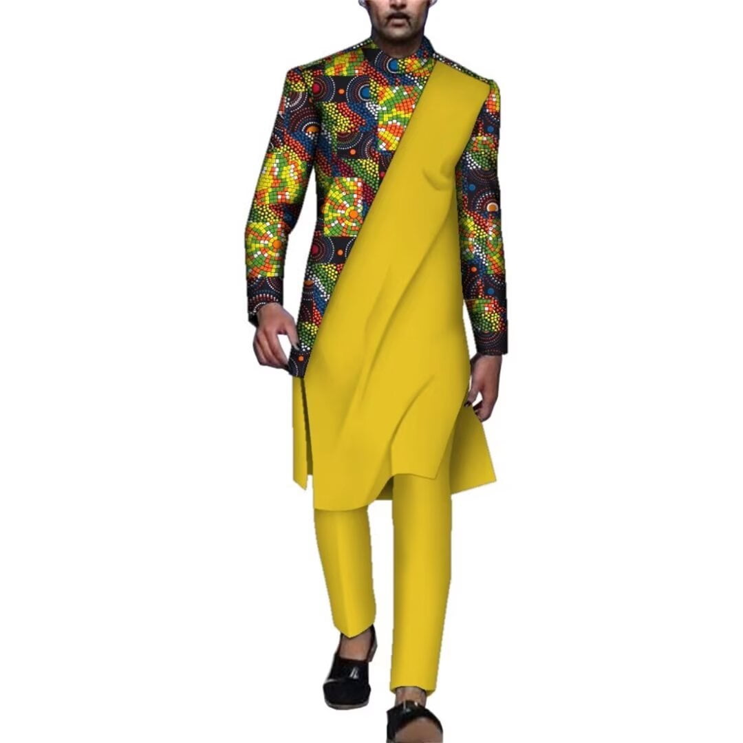 BAZINRICHE 2 pcs African Men Outfits Set Long Sleeve Dashiki Shirt and ...