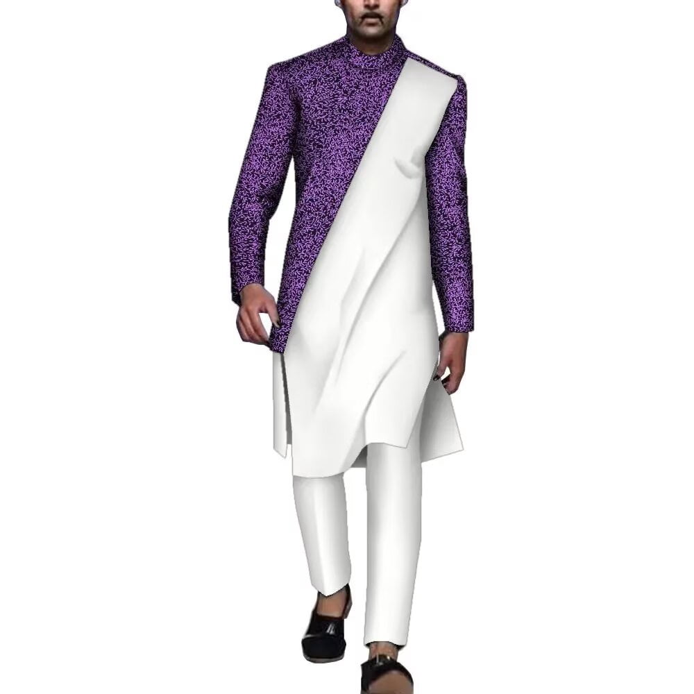 BAZINRICHE 2 pcs African Men Outfits Set Long Sleeve Dashiki Shirt and ...