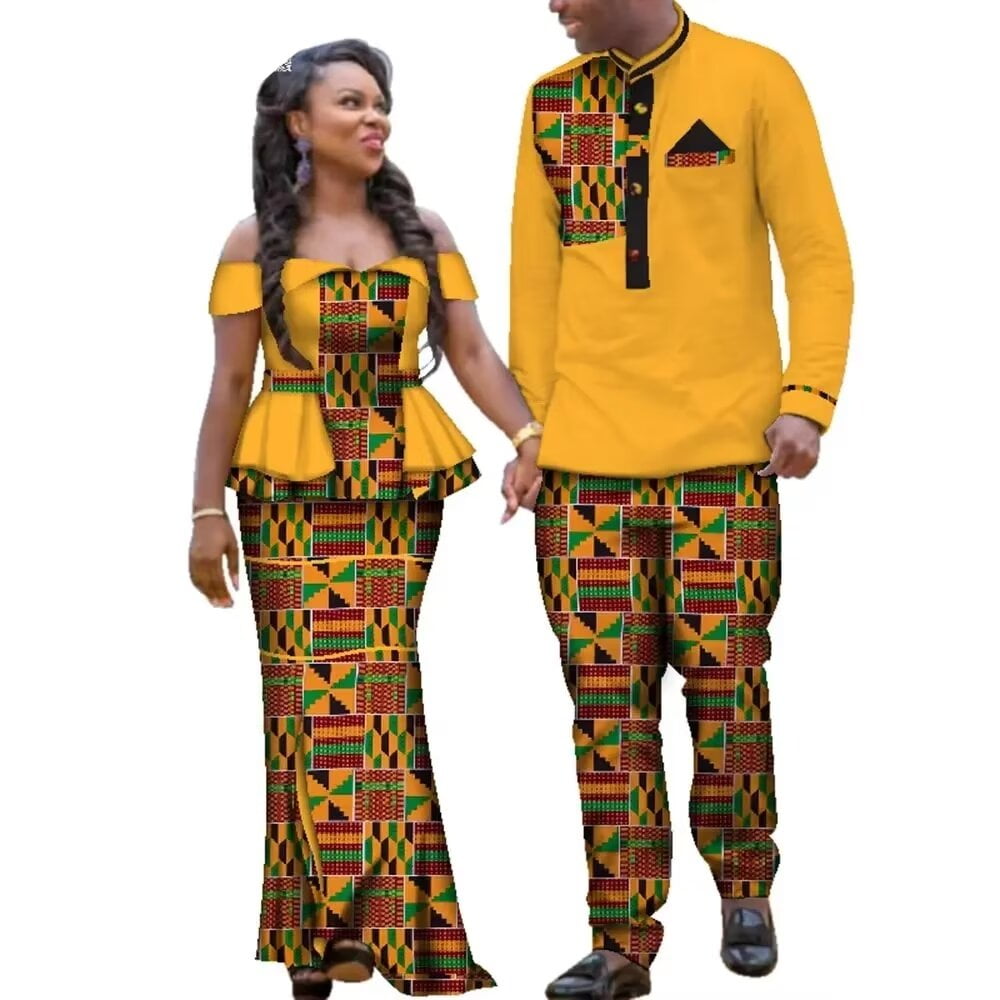 BAZINRICHE African Dashiki Clothes for Couple Patchwork Men Shirt Pant ...