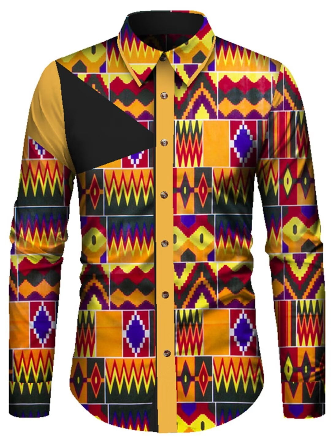 BAZINRICHE African Men Traditional Long Sleeve Shirt Tops Causal Party ...