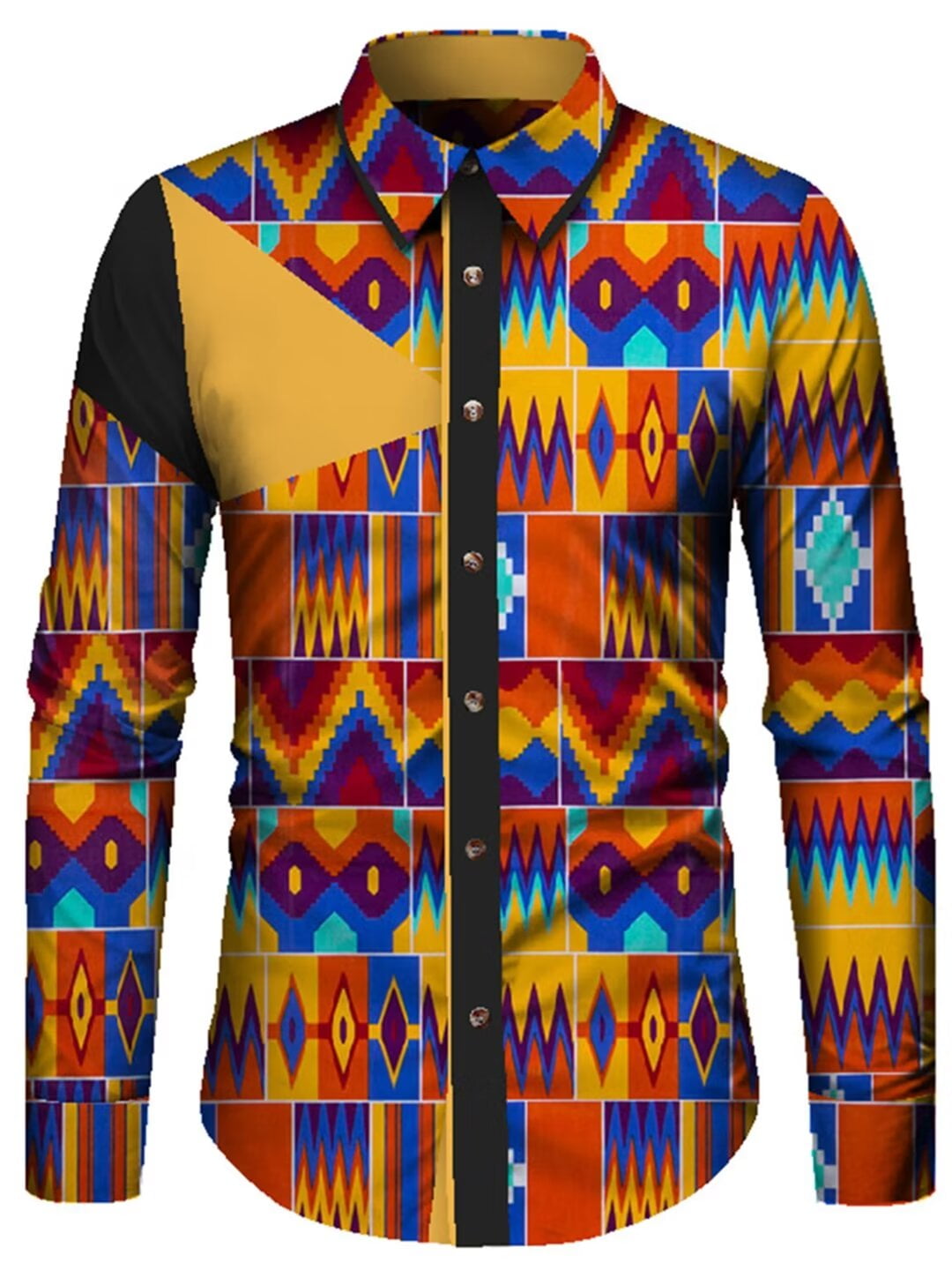 BAZINRICHE African Men Traditional Long Sleeve Shirt Tops Causal Party ...