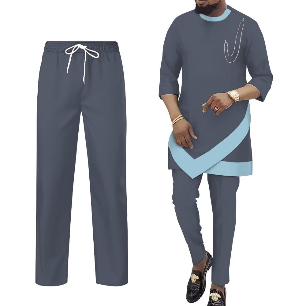 BAZINRICHE African Mens Clothing Dashiki 3/4 Sleeve Shirts Robe and ...