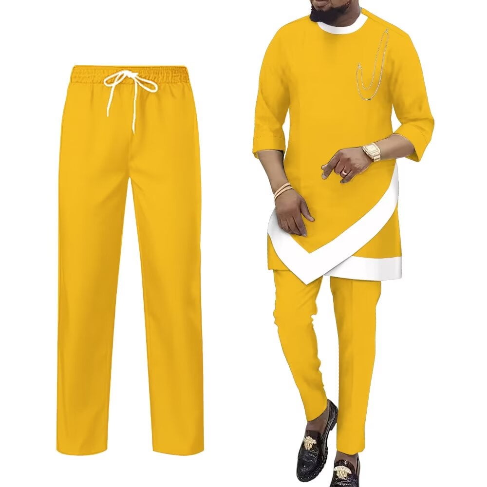 BAZINRICHE African Mens Clothing Dashiki 3/4 Sleeve Shirts Robe and ...