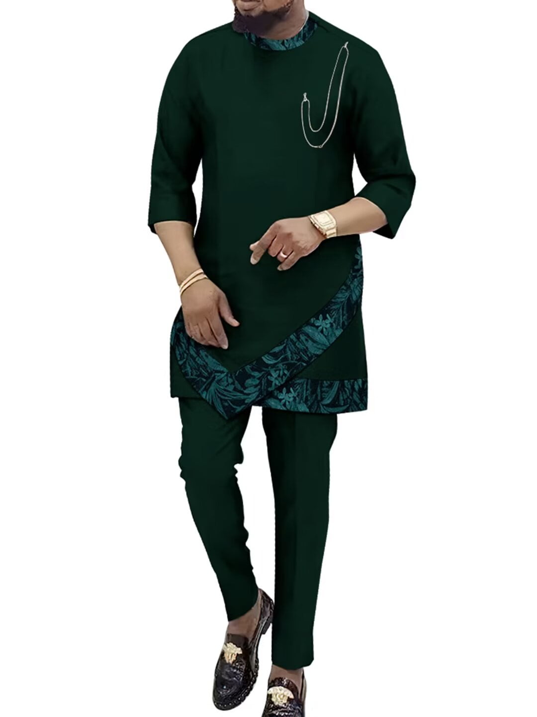 BAZINRICHE African Mens Clothing Dashiki 3/4 Sleeve Shirts Robe and ...
