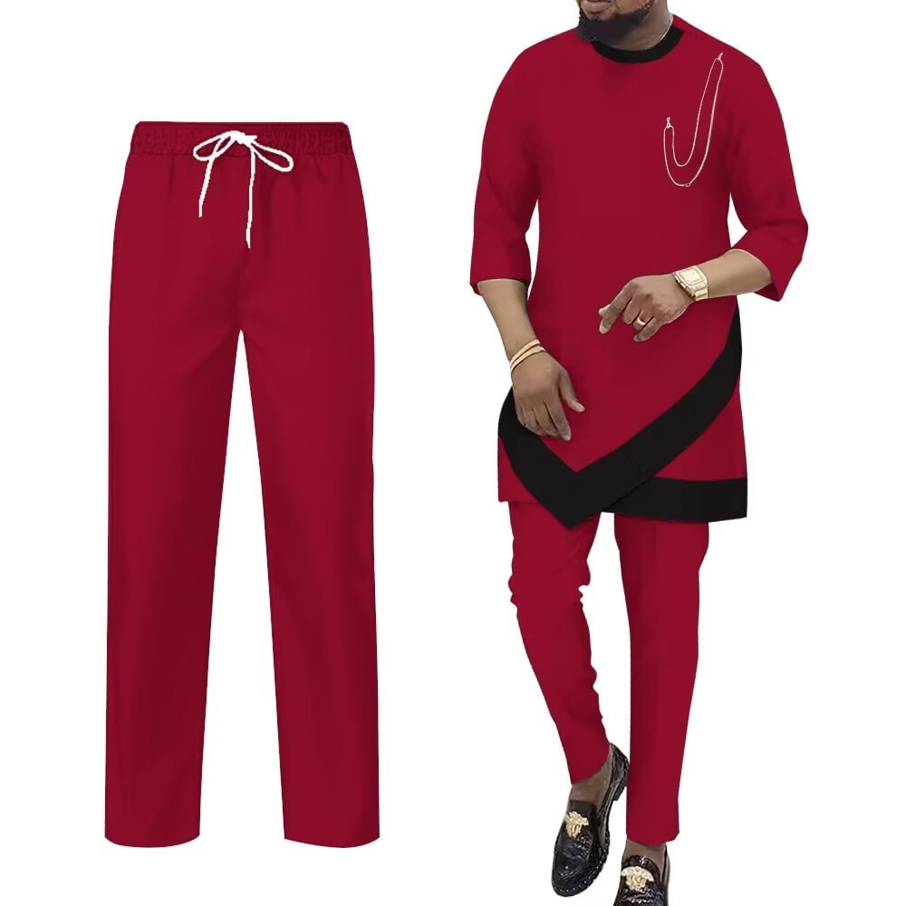 BAZINRICHE African Mens Clothing Dashiki 3/4 Sleeve Shirts Robe and ...