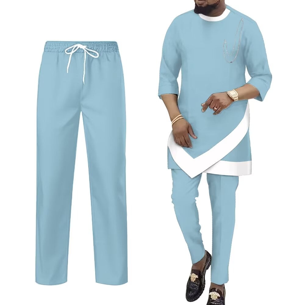 BAZINRICHE African Mens Clothing Dashiki 3/4 Sleeve Shirts Robe and ...