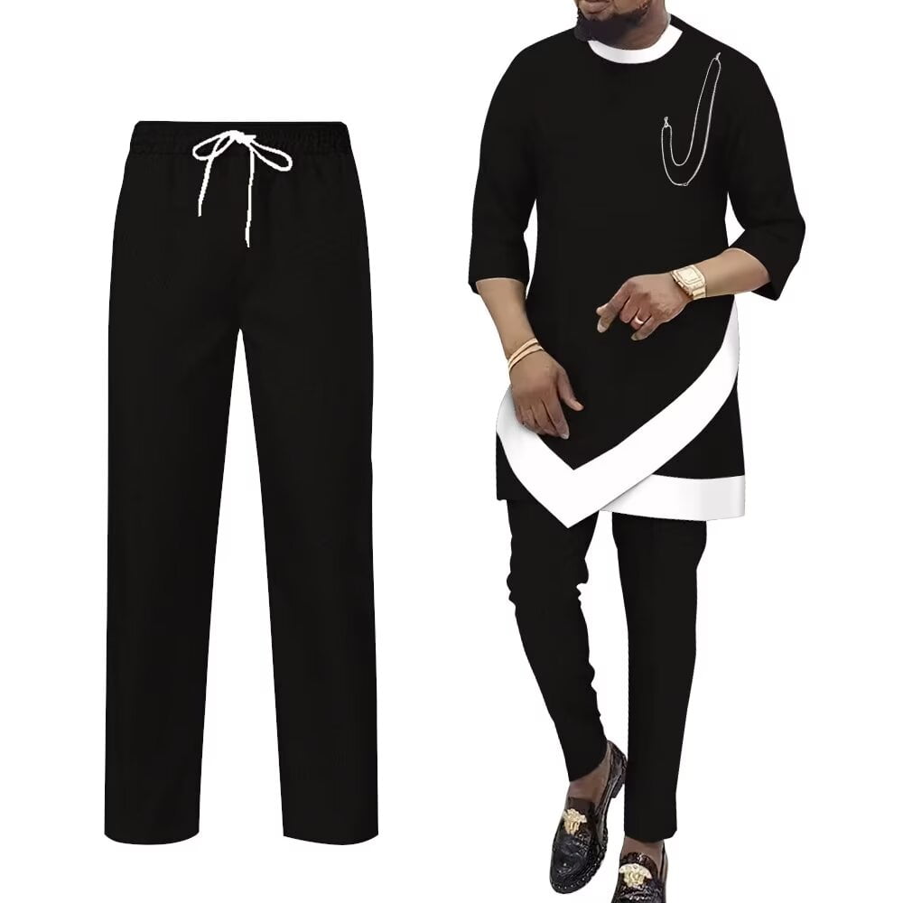 BAZINRICHE African Mens Clothing Dashiki 3/4 Sleeve Shirts Robe and ...