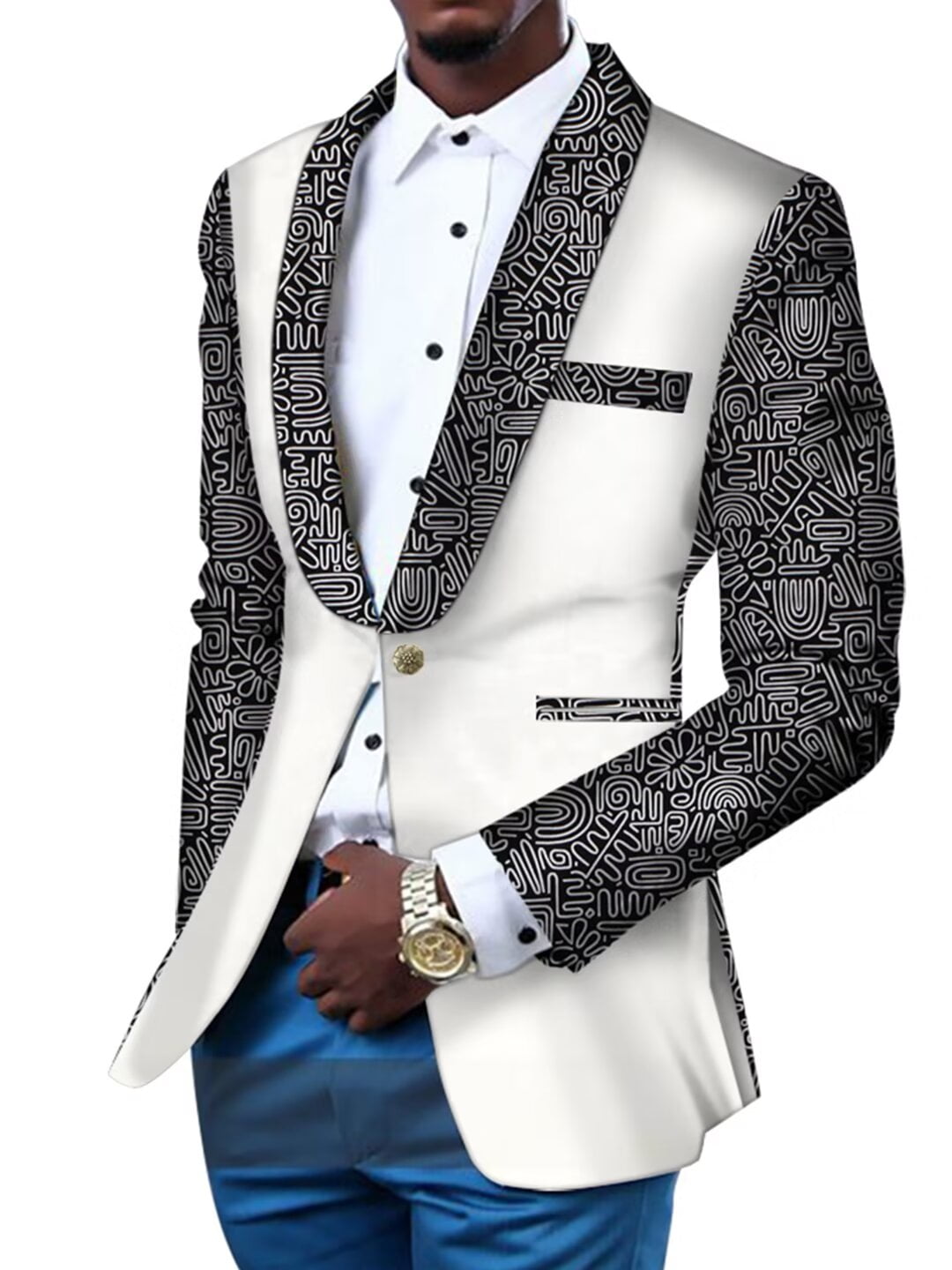 BAZINRICHE African Print Men's Jacket Blazer Wedding Banquet Fit ...