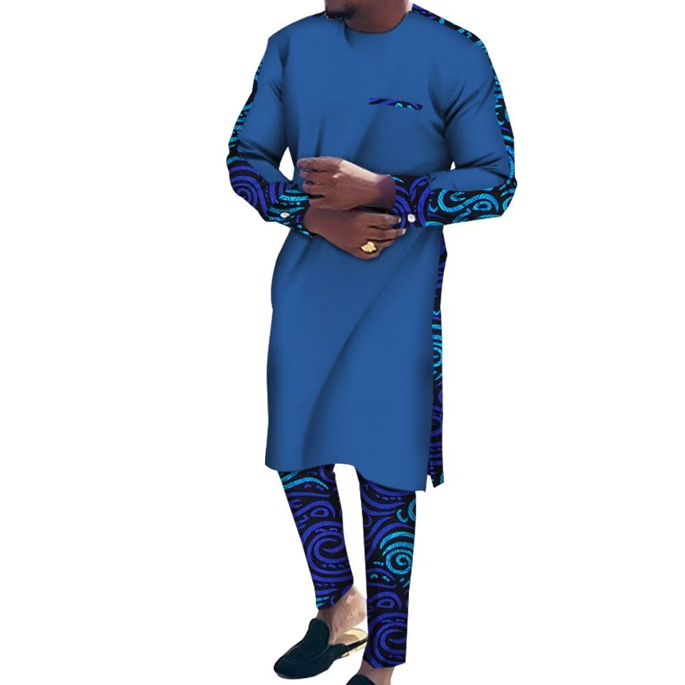 BAZINRICHE African Suits for Men 2 PCS Pants Sets African Mens Clothing ...
