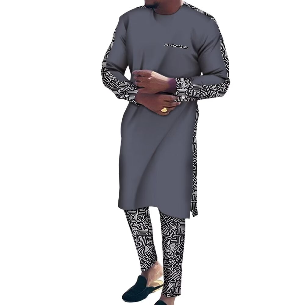 BAZINRICHE African Suits for Men 2 PCS Pants Sets African Mens Clothing ...