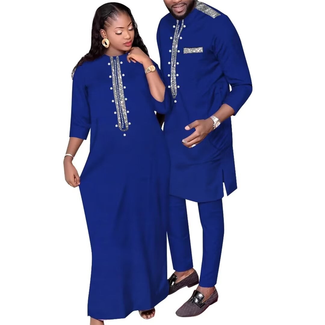 BAZINRICHE African Traditional Couple Clothing Maxi Dresses Dashiki Men ...