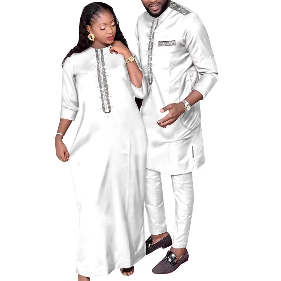 BAZINRICHE African Traditional Couple Clothing Maxi Dresses Dashiki Men ...