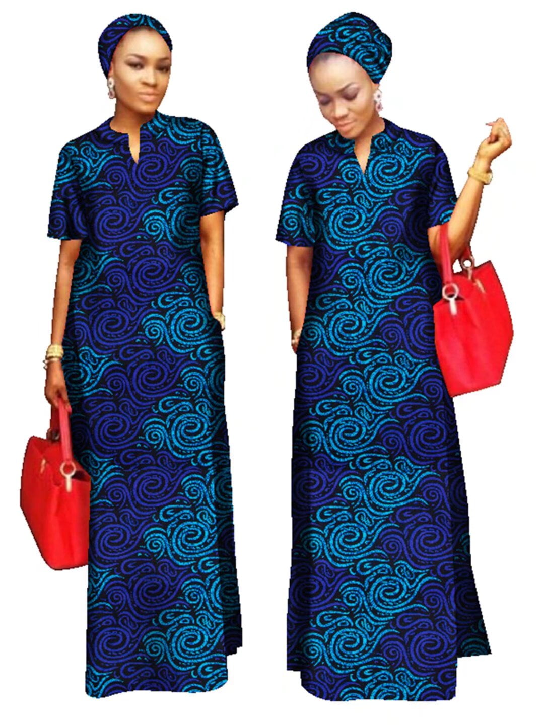 BAZINRICHE African Women Clothing O-neck Cotton Robe Long Dresses Free ...