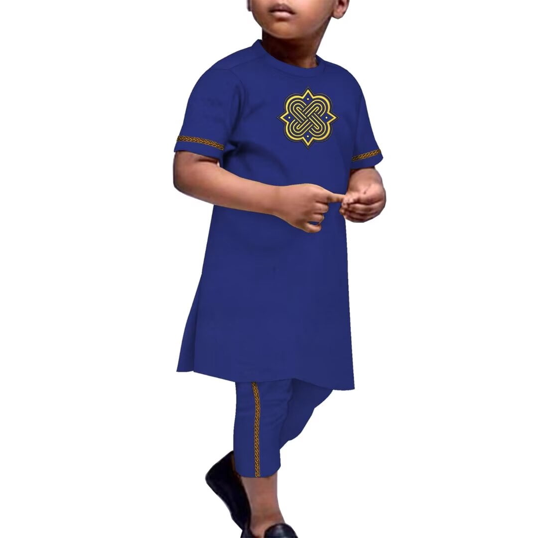 BAZINRICHE Dashiki African Child 2 Piece Sets Party Short Sleeve Shirt ...