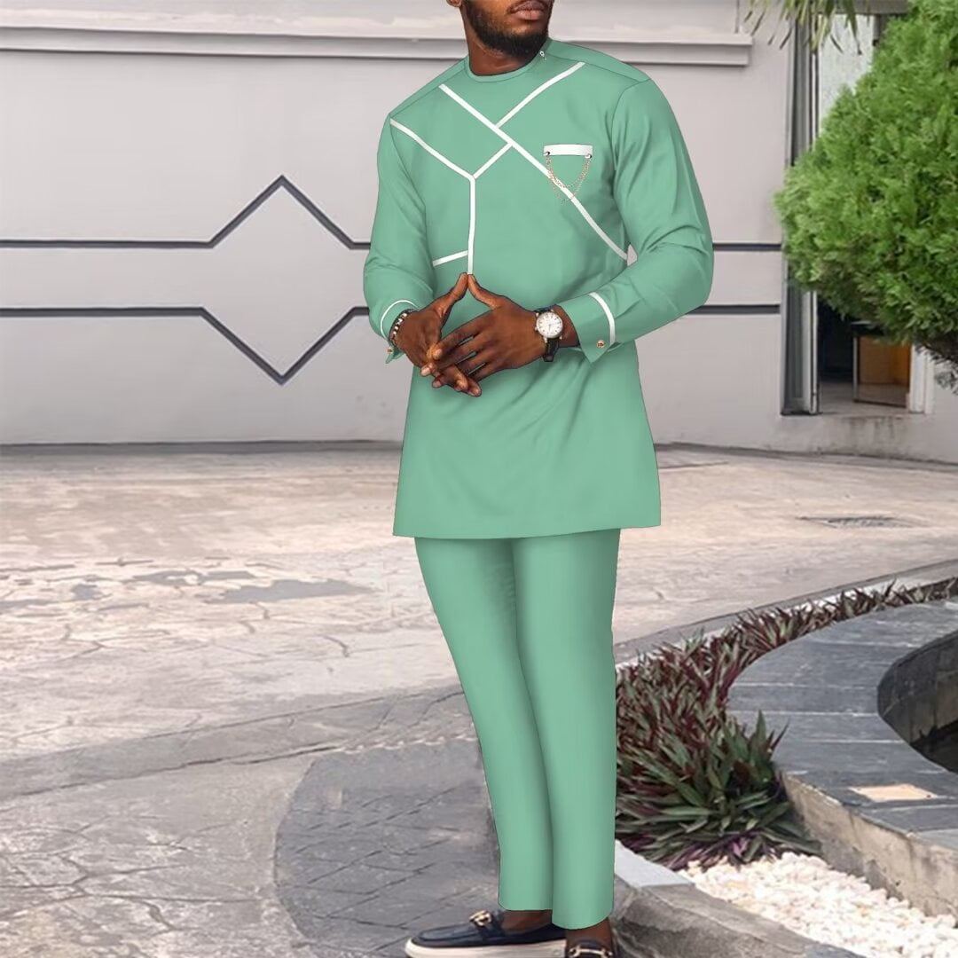 BAZINRICHE Dashiki Men African Clothing 2 Piece Sets Party Long Sleeve ...