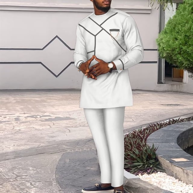 BAZINRICHE Dashiki Men African Clothing 2 Piece Sets Party Long Sleeve ...