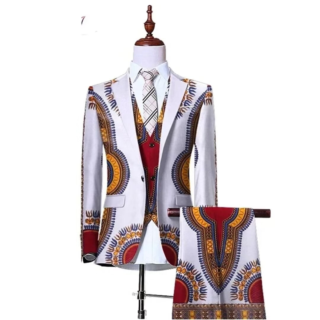 BAZINRICHE Fancy Blazer Suit Jackets Vest Pants Set Formal Coat Dashiki ...