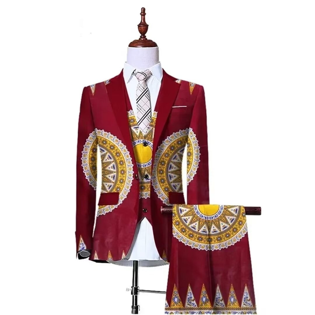 BAZINRICHE Fancy Blazer Suit Jackets Vest Pants Set Formal Coat Dashiki ...