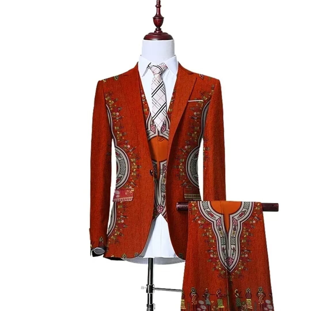 BAZINRICHE Fancy Blazer Suit Jackets Vest Pants Set Formal Coat Dashiki ...