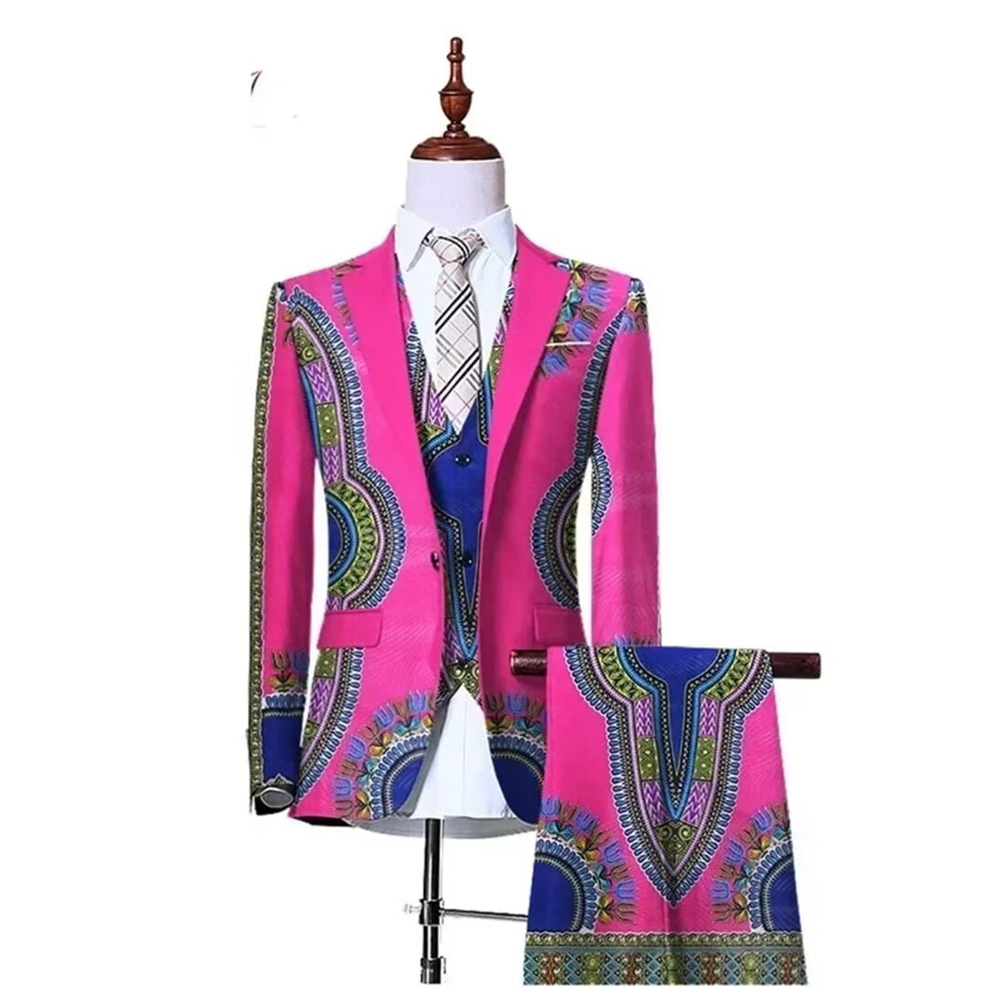 BAZINRICHE Fancy Blazer Suit Jackets Vest Pants Set Formal Coat Dashiki ...