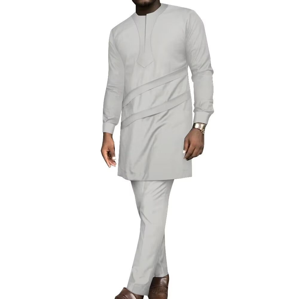 BAZINRICHE Long Sleeve African Shirts and Pants African Mens Clothes 2pcs Set Dashiki Outfits ...