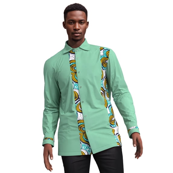 BAZINRICHE Men's Dashiki Shirt African Tribal Graphic Patchwork Design ...
