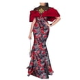 BAZINRICHE Women's African Print Dress Floor Length Short Puff Sleeved ...