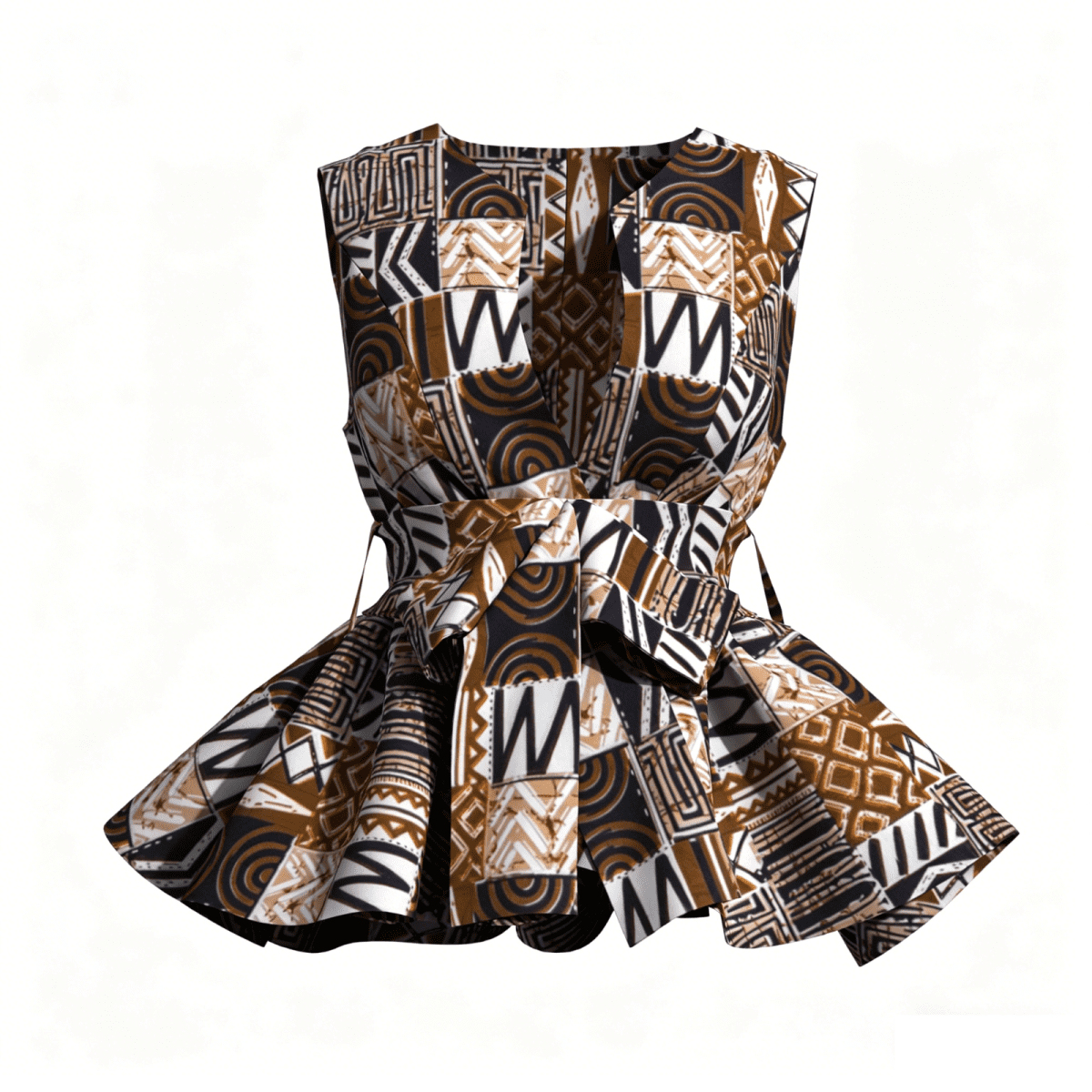 BAZINRICHE Women's African Traditional V Neck Sleeveless Tops Ankara ...