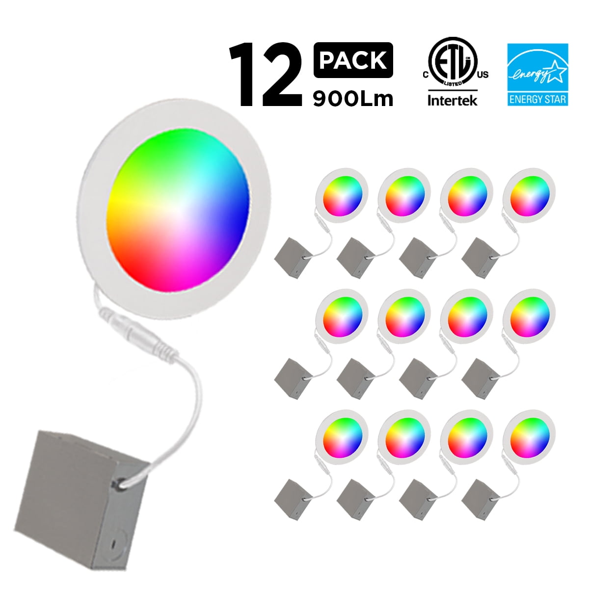 BAZZ Smart Home 6-in Wi-Fi RGB Tunable Slim Disk LED Recessed Fixture ...