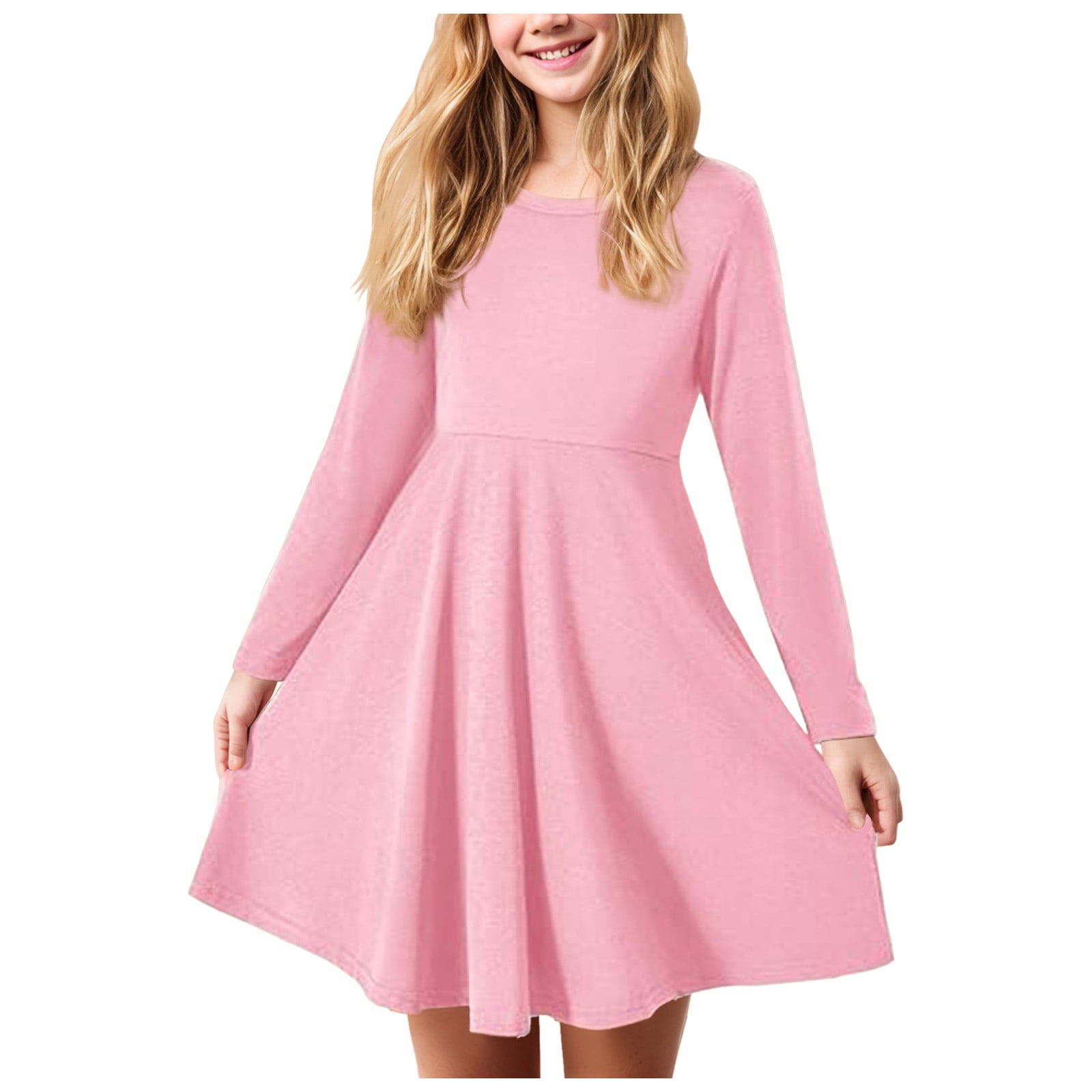 BAnala Girls Long Sleeve T Shirt Dresses Kids Fall A Line Skater ...