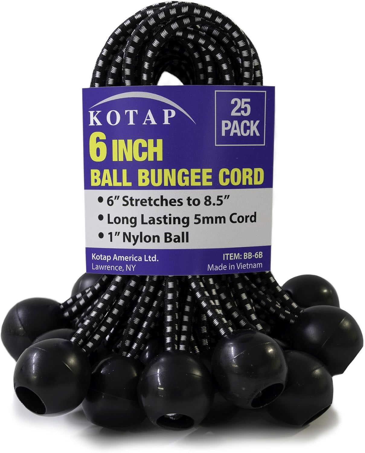 BB-6B Ball Bungee Cord, Heavy-Duty & Versatile, Indoor & Outdoor, Tarp ...