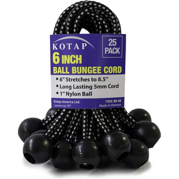 BB-6B Ball Bungee Cord, Heavy-Duty & Versatile, Indoor & Outdoor, Tarp ...