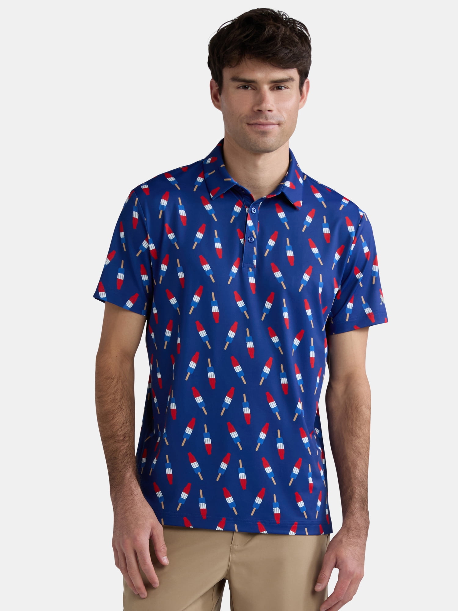 Birdie Bound Men's Bomb Pops Golf Polo Shirt with Short Sleeves, Sizes ...