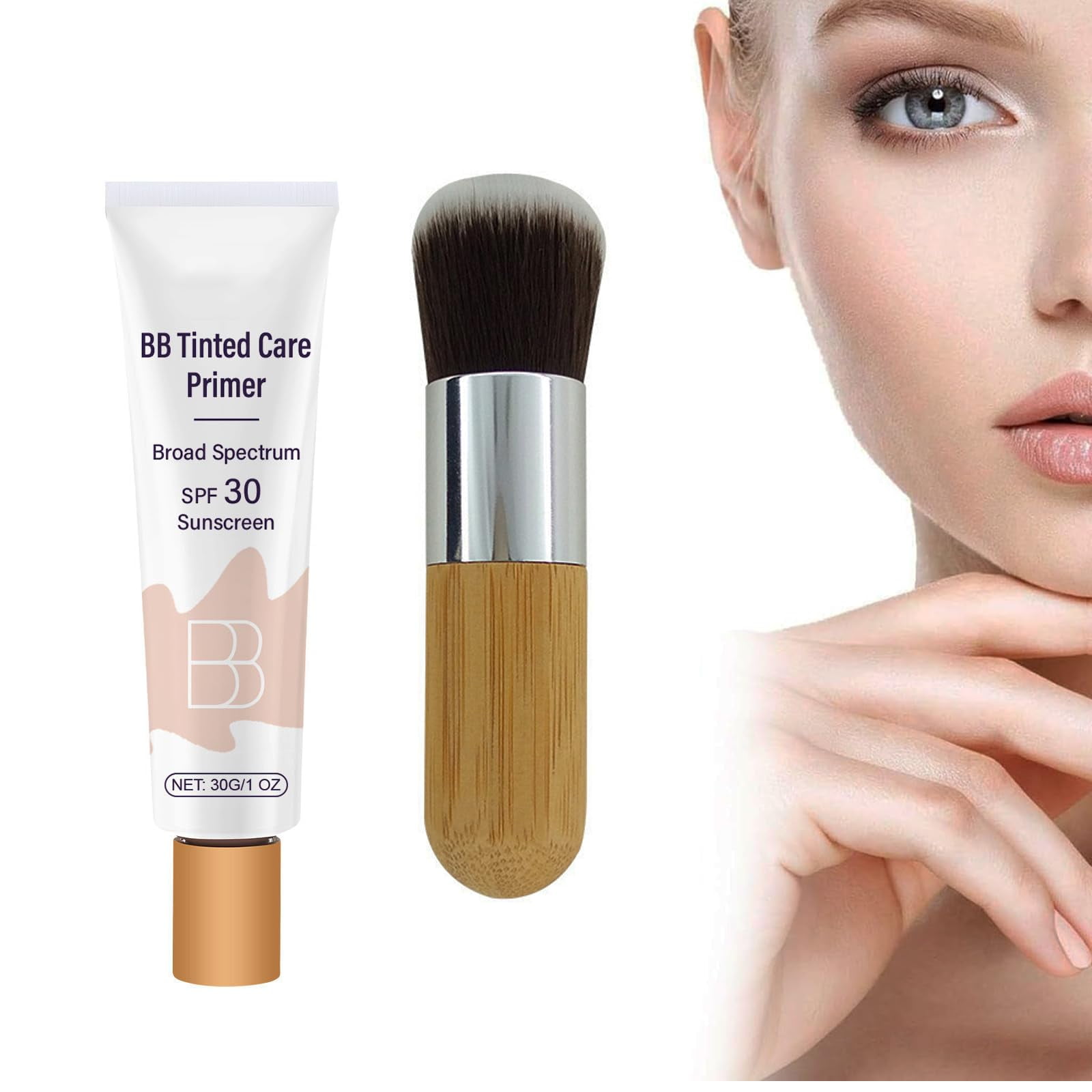 BB Blur Tinted Moisturizer SPF 30,Tinted Moisturizer with Spf,BB Tinted Care Primer with Brush ...