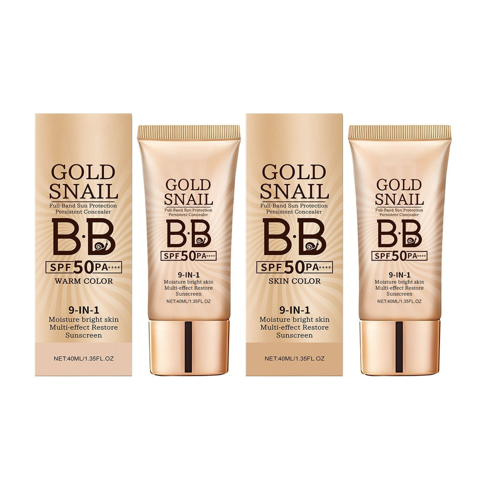 BB Cream Tinted Moisturiser with SPF, 9-in-1 Gold Snail Sunscreen BB Cream, Tinted Moisturiser ...