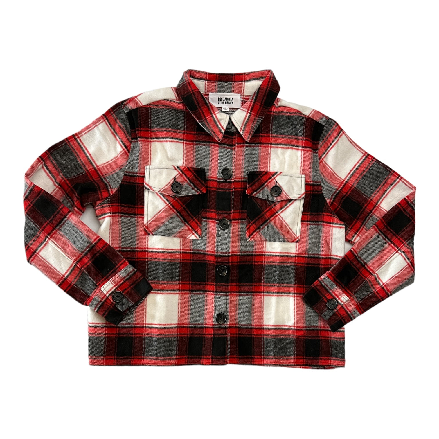 BB Dakota By Steve Madden Women's Button Down Boxy Shacket (Racing Red ...