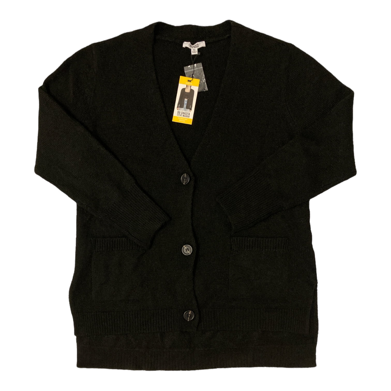 BB Dakota By Steve Madden Women's Long Sleeve 3 Button Cardigan (Black ...