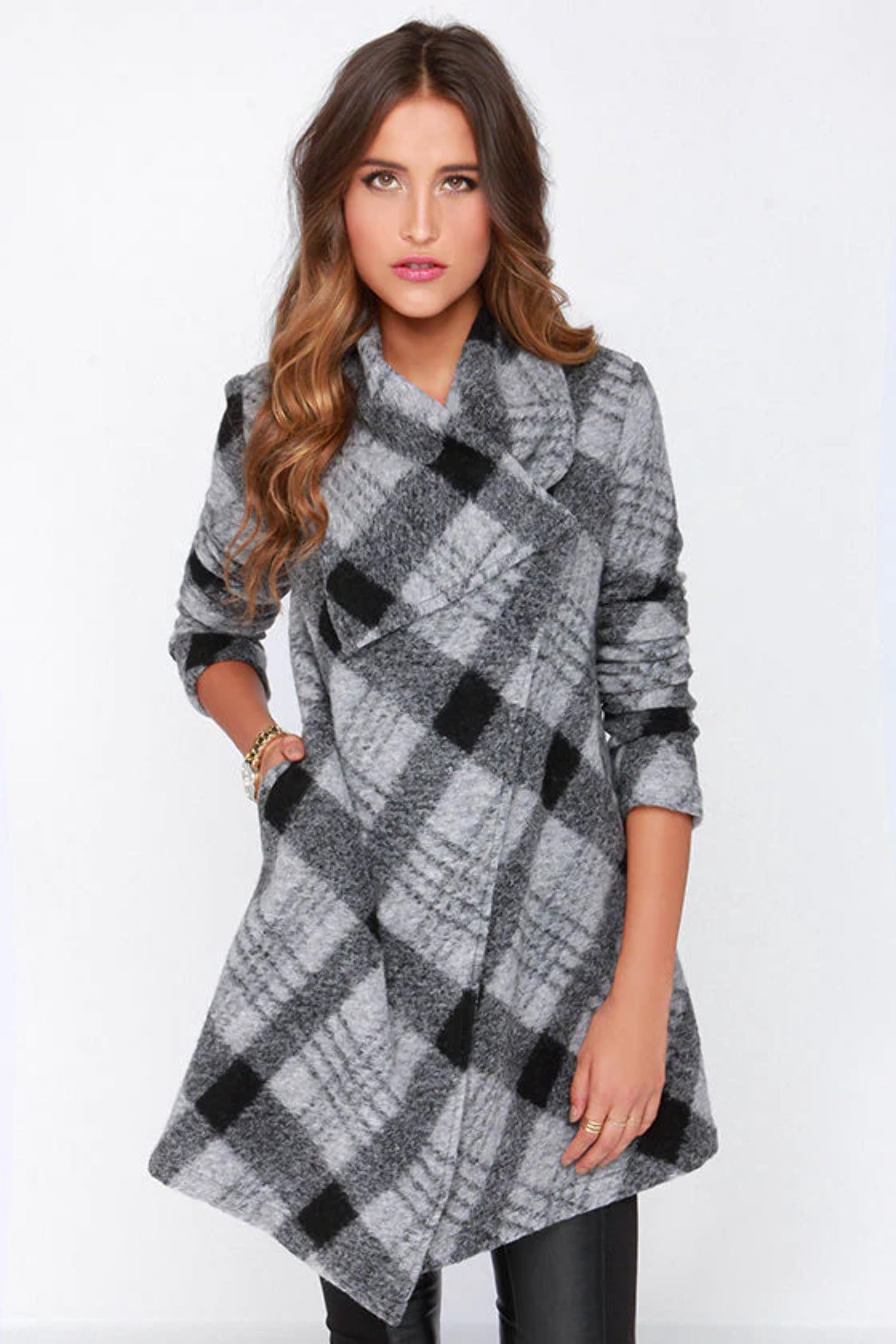 BB Dakota Colton Grey Plaid Coat - Walmart.com