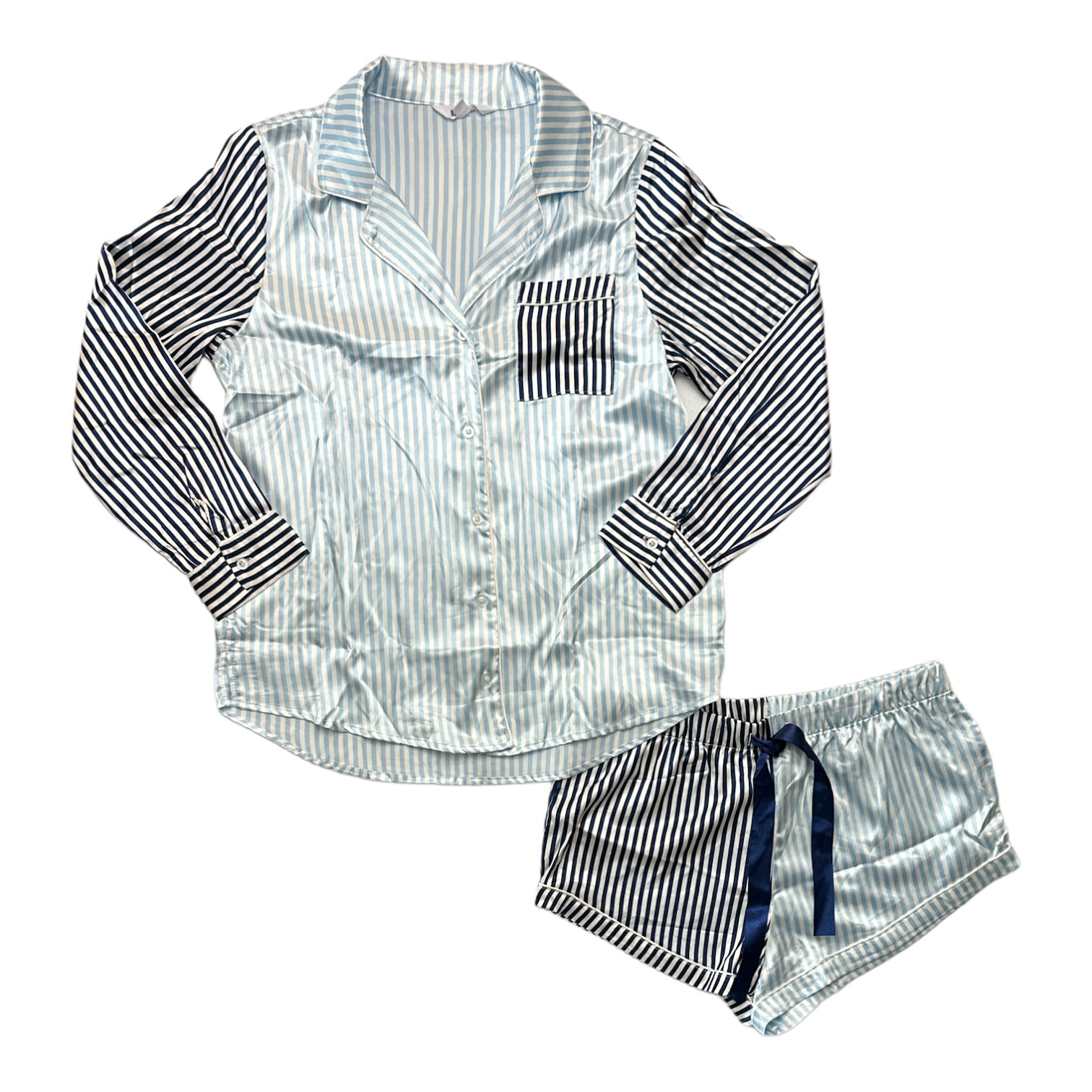 BB Dakota Women's 2-Piece Satin Notch Button-Down Long Sleeve Top ...