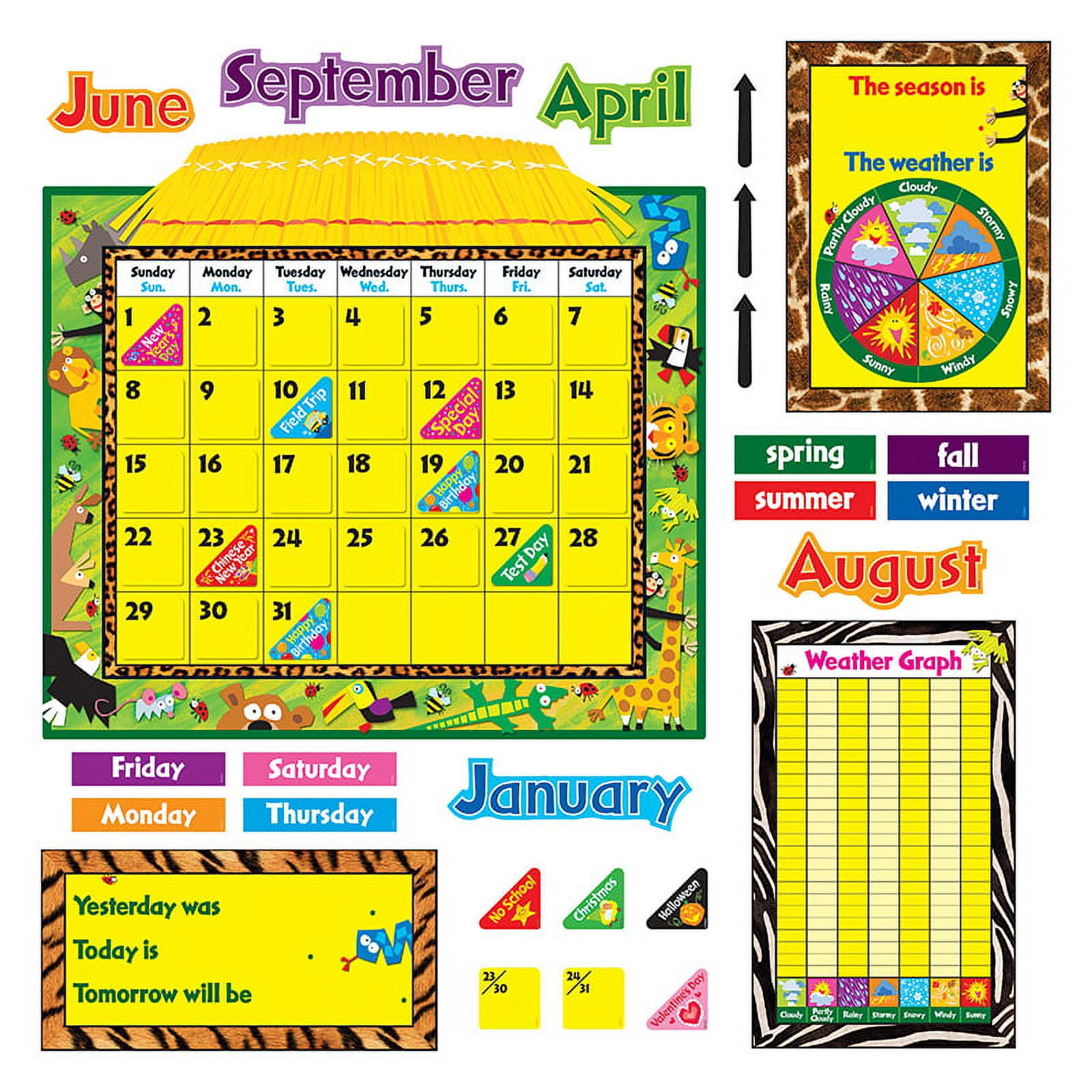 TREND Jungle Fun Calendar Bulletin Board Set, Pre-K - Grade 8 - Walmart.com