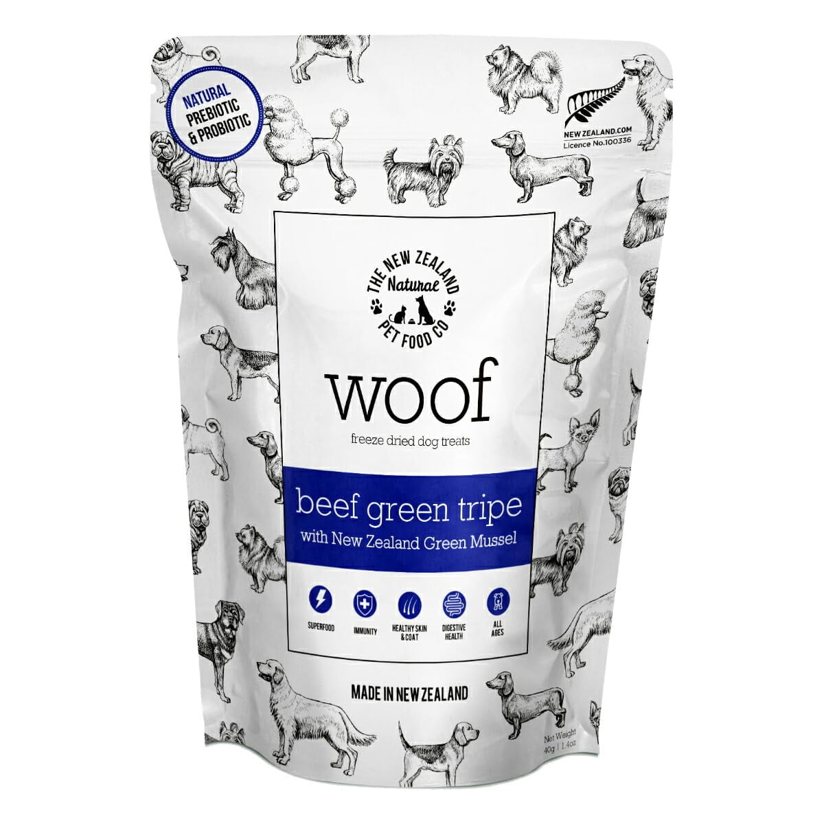 BB02/26 Woof Beef Green Tripe Treat 1.4oz Freeze Dried Dog Treat ...