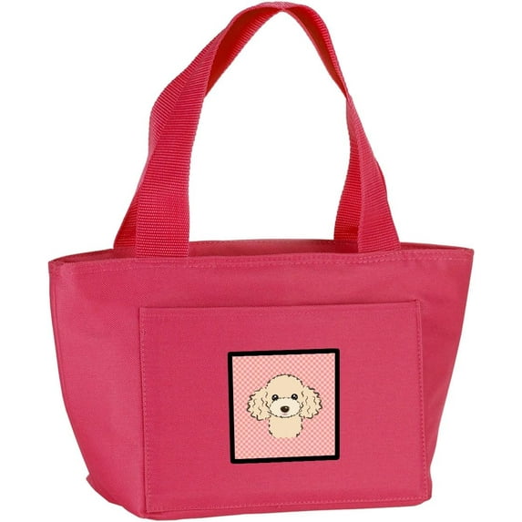 BB1258PK-8808 Checkerboard Pink Buff Poodle Lunch Bag Insulated Lunch ...