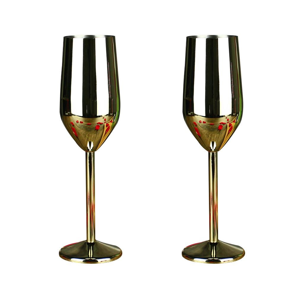 Bbasiliysd Stainless Steel Champagne Flutes Setunbreakable Champagne Glassesgrayish Yellow