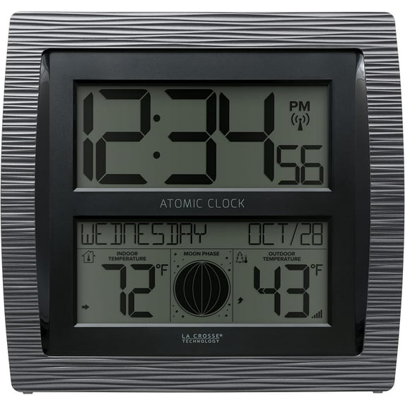 BBB86118-INT Curved Atomic Digital Clock with Moon Phase & Temperature ...