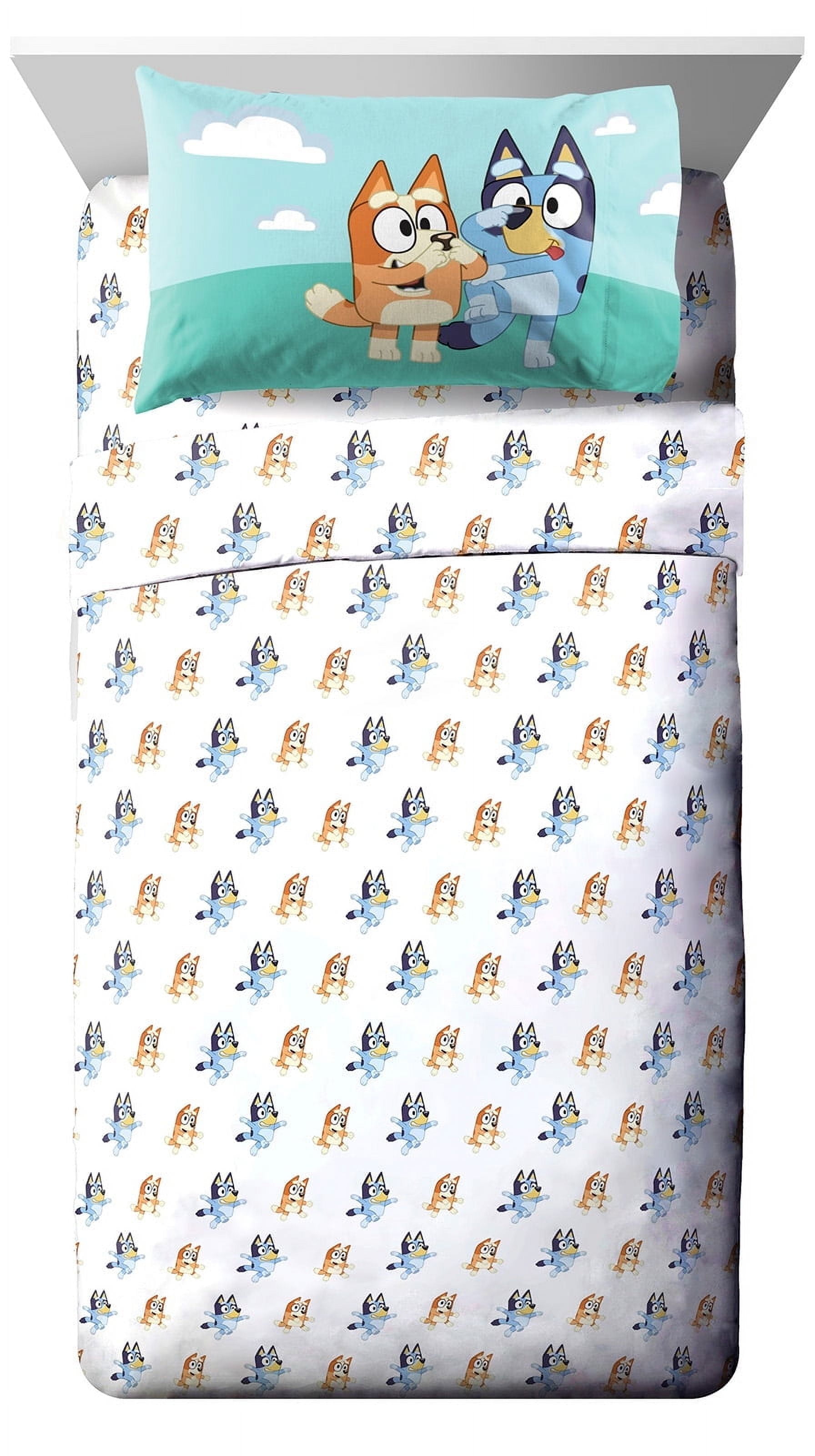 Bluey Toddler Sheet Set, 3 Piece Crib and Toddler Bedding, Vibrant ...